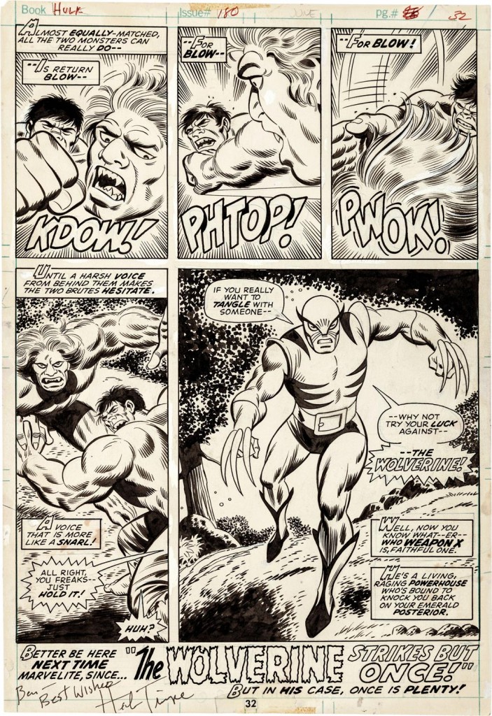 Artwork Featuring First Appearance of Wolverine to be Auctioned at ...